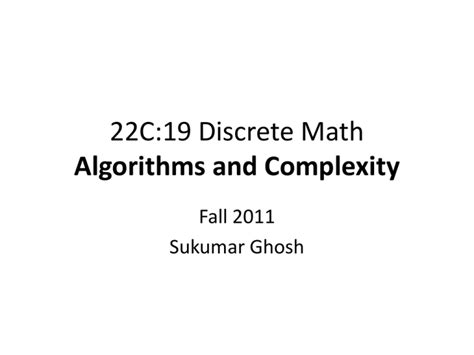 Algorithms And Complexity