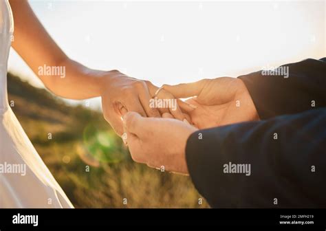 Couple Hands Wedding Ring And Marriage Trust Hope And Love Together