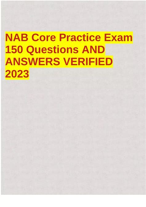 NAB Core Practice Exam Questions AND ANSWERS VERIFIED NAB Core Stuvia US