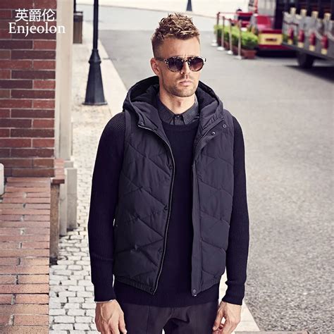 Enjeolon Brand Winter Cotton Padded Hoodies Vest Coat Men Thick Vest