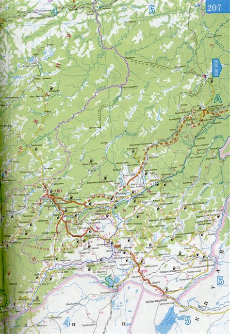 Карта Читинской области 1см 30км Карта автомобильных дорог Читинская область Забайкальский