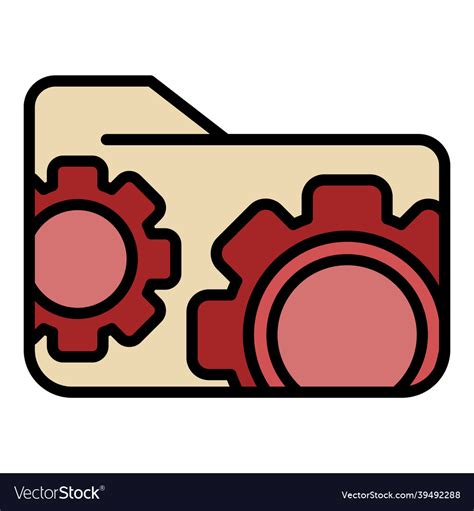 Gear Folder Icon Color Outline Royalty Free Vector Image