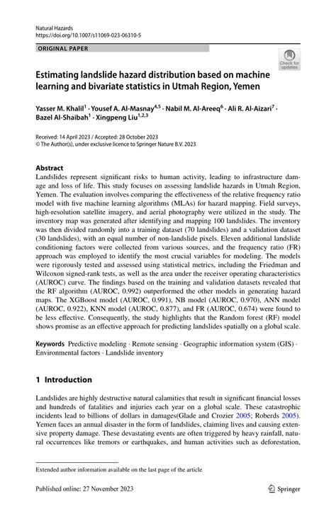 Pdf Estimating Landslide Hazard Distribution Based On Machine