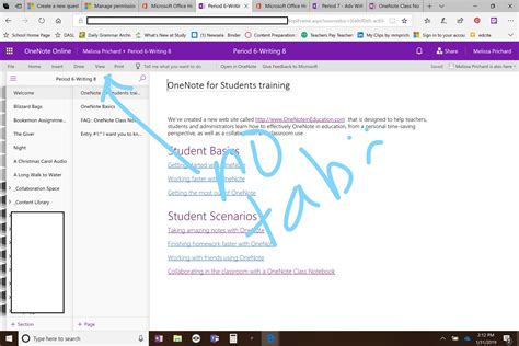 onenote class notebook add in tab won t show up in online version