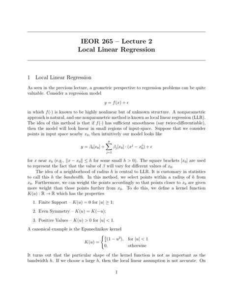 ieor 265 lecture 2 local linear regression 1