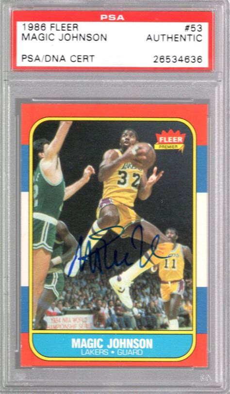Magic Johnson Signed Autographed 1986 87 Fleer Psa Dna Slabbed