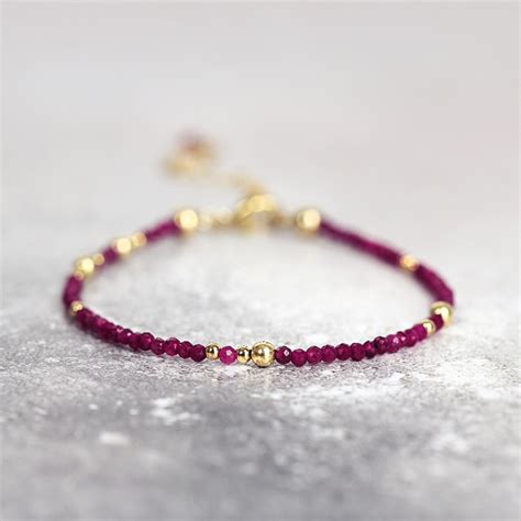 Skinny Ruby Bracelet Dainty Ruby Jewelry For Women