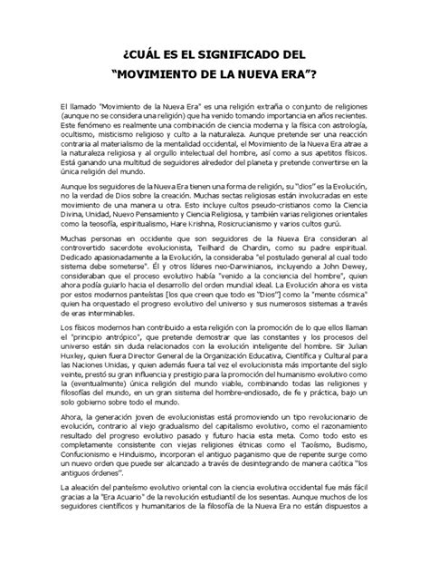 Cuál Es El Significado Del Movimiento De La Nueva Era Pdf Nueva Era