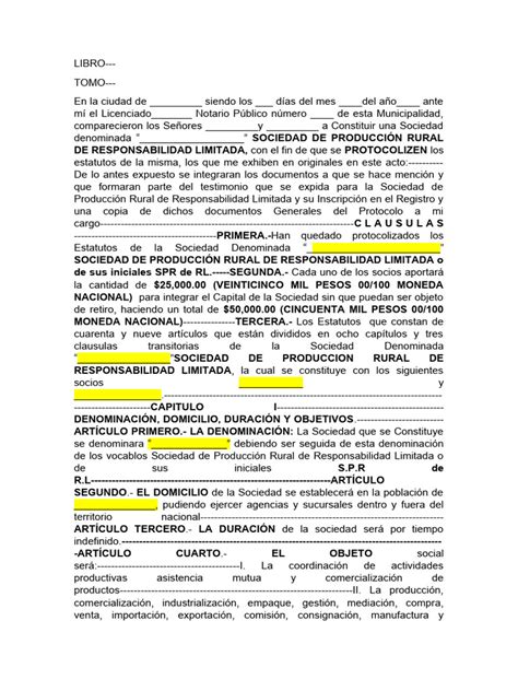 acta constitutiva s p r pdf liquidación sociedad