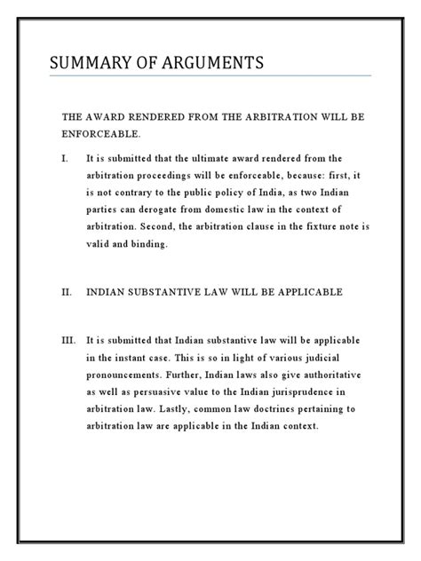 Summary Of Arguments 1 Pdf