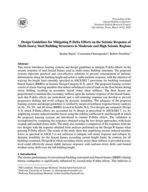 Pdf Design Guidelines For Mitigating P Delta Effects On The Seismic