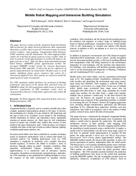 Pdf Mobile Robot Mapping And Immersive Building Simulation Rolf