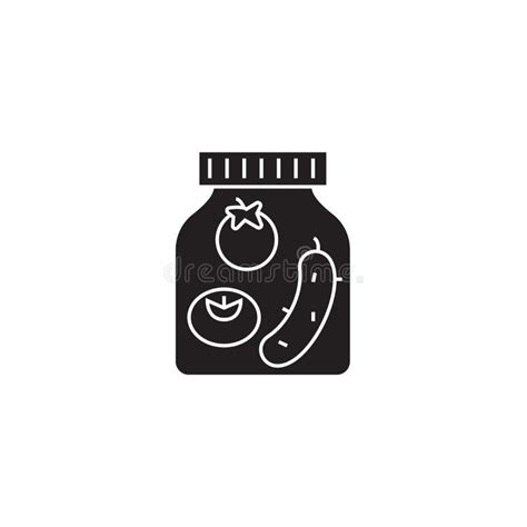 Pickled Vegetables Jar Black Vector Concept Icon Pickled Vegetables Jar Flat Illustration Sign