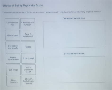 Solved Effects Of Being Physically Activedetermine Whether Chegg