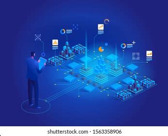 Vector Isometric Concept Data Analysis Network Stock Vector Royalty Free Shutterstock