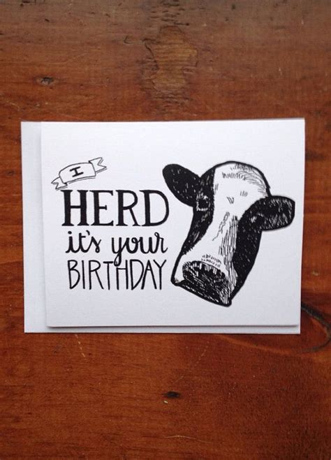 I Herd Its Your Birthday Hand Lettered Greeting Card Etsy Birthday