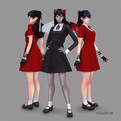 Duality Set ️🖤 Cloudcat In 2024 Sims 4 Clothing Casual Girl Sims 4