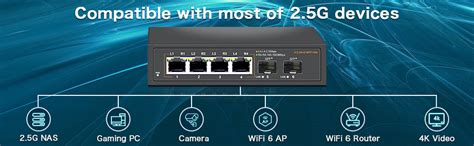 Davuaz 2 5g Unmanaged Ethernet Switch With 4 X 2 5g Base T Ports And 2 X 10g Sfp