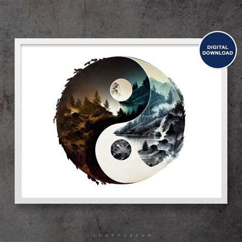 Yin Yang Printable Wall Poster Balance Print Ying Yang Wall Art Zen