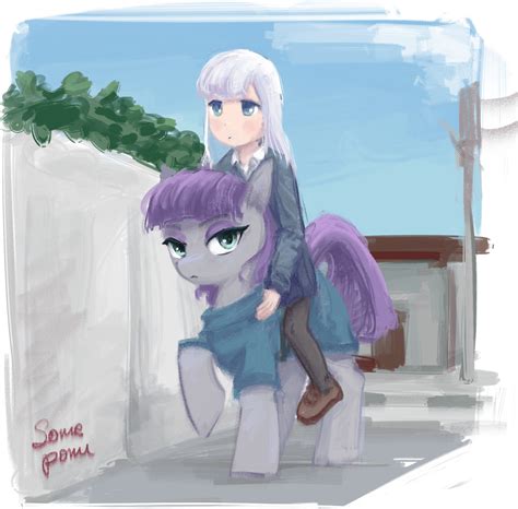 3578125 Safe Artist Some Ponu Maud Pie Earth Pony Human Pony
