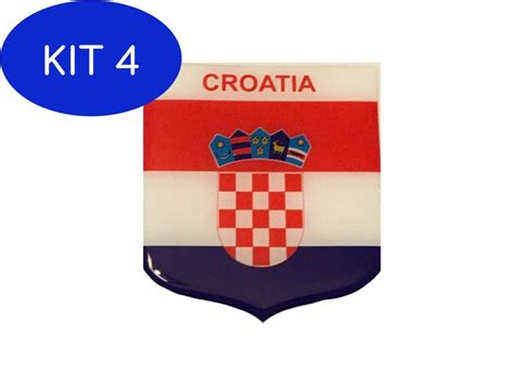 Kit 4 Adesivo Resinado Em Escudo Da Bandeira Da Croácia Mundo Das