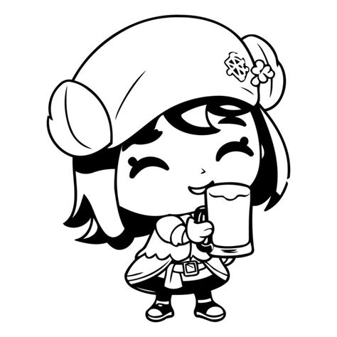 Illustration Of A Cute Leprechaun Girl Drinking A Beer Premium Ai