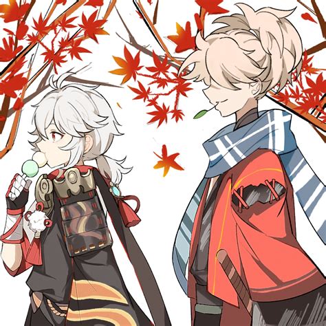 Kaedehara Kazuha And Kazuhas Friend Genshin Impact Drawn By Long