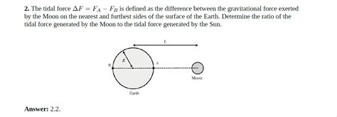 Solved 2 The Tidal Force Δf Fa−fb Is Defined As The