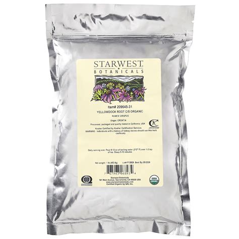 Starwest Botanicals Organic Yellowdock Root Cut And Shifted 1 Lb 4536 G
