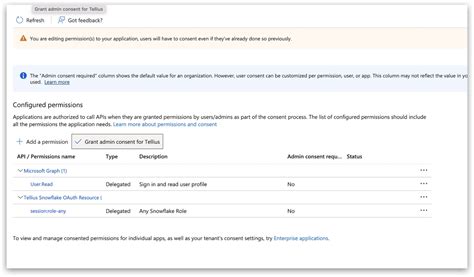 integrating snowflake with azure ad via oauth tellius