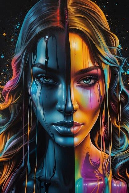 Premium Ai Image Beautiful Young Woman Street Art Graffiti