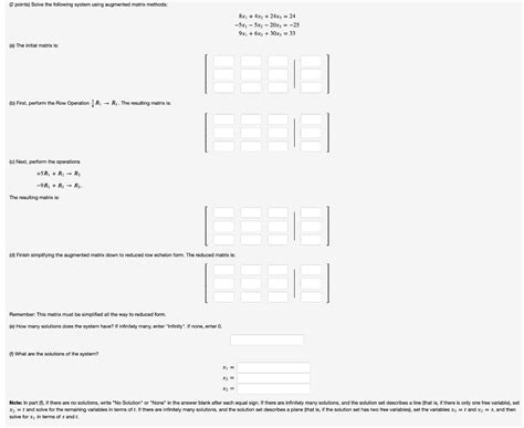 Solved Points Solve The Following System Using Augmented Chegg