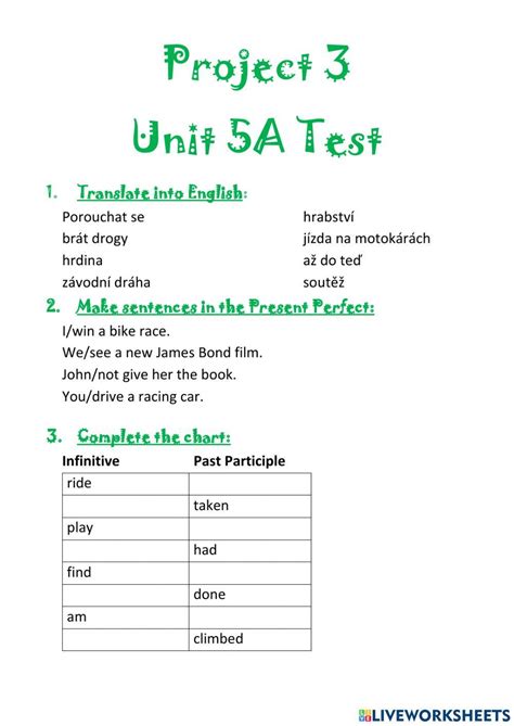 P3 5a Test Free Interactive Worksheets 4997810