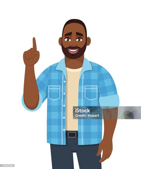 젊은 아프리카 남자 가리키는 손가락 공간을 복사하는 세련된 사람이 손을 제스처 남성 캐릭터 디자인 일러스트 다양한 사람들