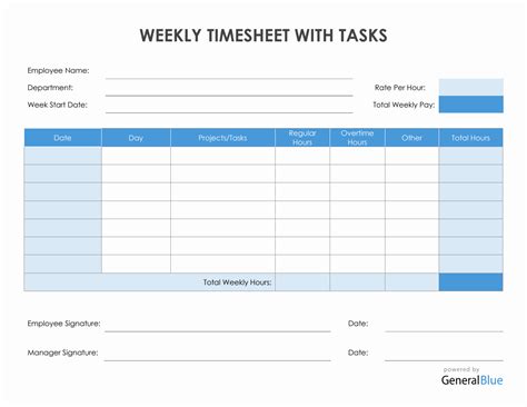 Weekly Timesheet Excel Template