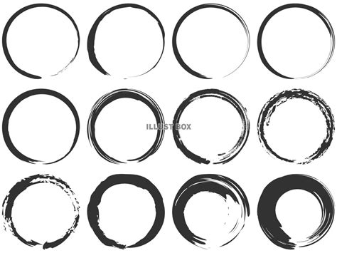 無料イラスト 手描きの円セット（黒）