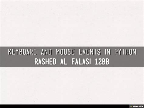 Keyboard And Mouse Events In Python Pdf