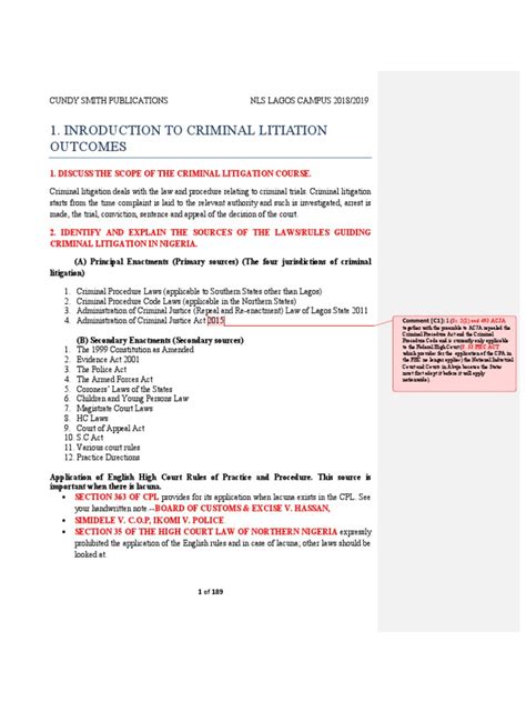 An Introduction To Criminal Litigation In Nigeria Sources Of Law Court Structure And Powers Of