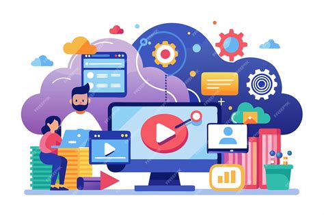 A Creative Representation Of Cloud Computing Technology Featuring Characters Interacting With