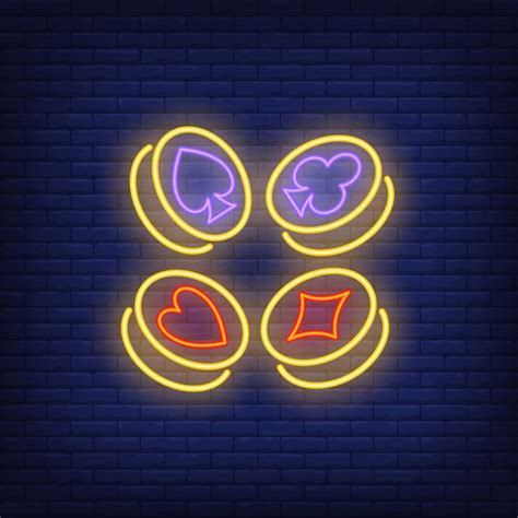 Symbole kart do gry na złoty znak neon monety | Darmowy wektor