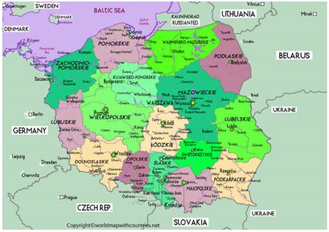 Free Poland Labeled And Blank Printable Map In Pdf