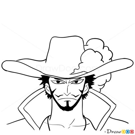 How To Draw Dracule Mihawk Face One Piece