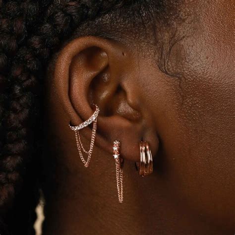 Astrid And Miyu Crystal Chain Ear Cuff In Rose Gold Shopstyle Jewellery