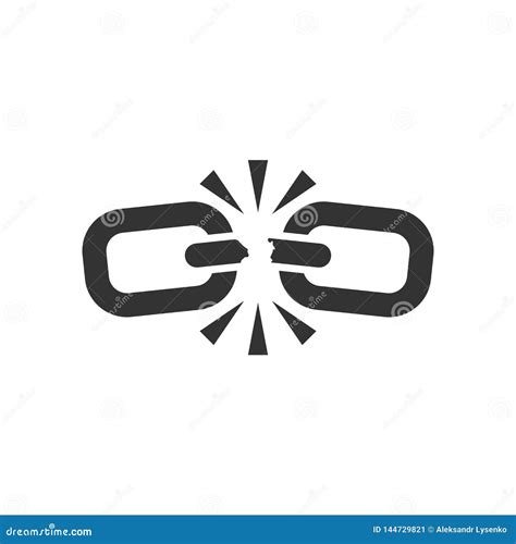 Broken Chain Sign Icon In Flat Style Disconnect Link Vector Illustration On White Isolated
