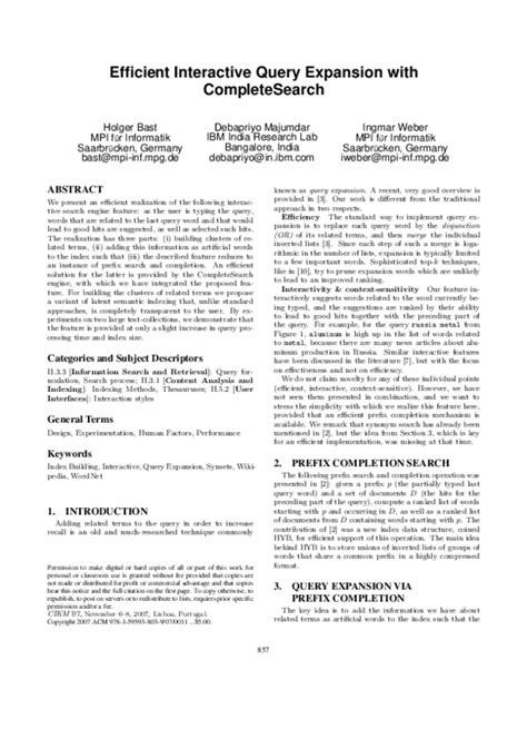 pdf efficient interactive query expansion with complete search hannah bast