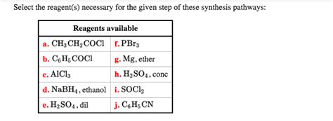 Solved Select the reagent(s) necessary for the given step of | Chegg.com