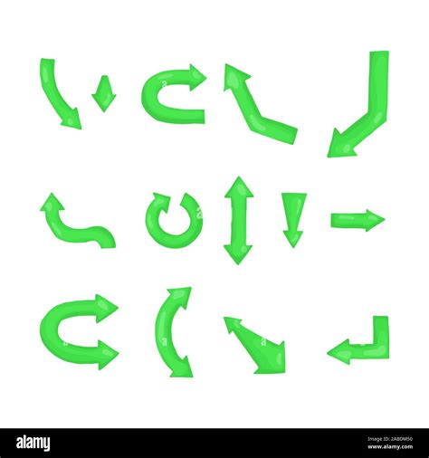 Arrow Green Icons Set Vector Illustration Cursors Sign Collection