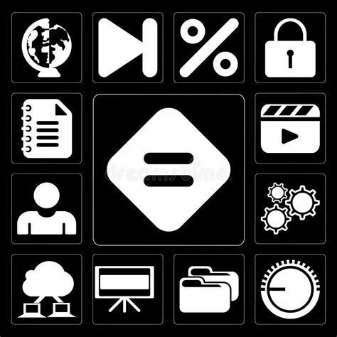 Set Of Equal Volume Control Folder Television Cloud Computing Settings User Video Player