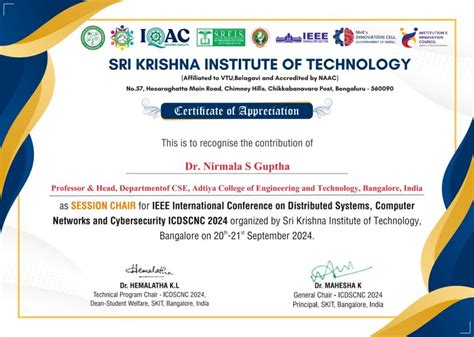 Dr Nirmala S Guptha On Linkedin Ieee Skit Conference Sessionchair