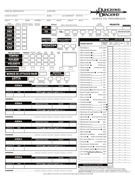 Dandd Variante Scheda Del Giocatore Pdf Pdf